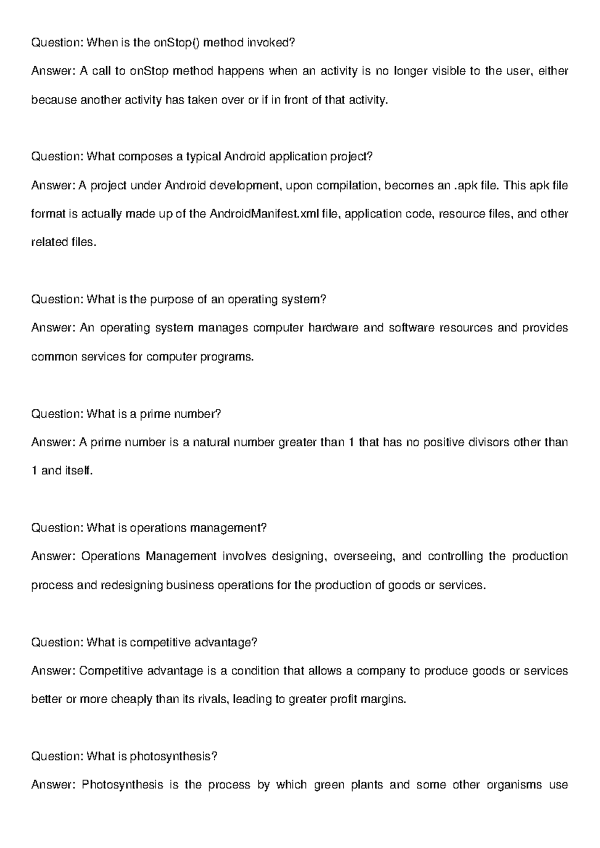 Senhauser sneery kneaders - Question: When is the onStop() method ...