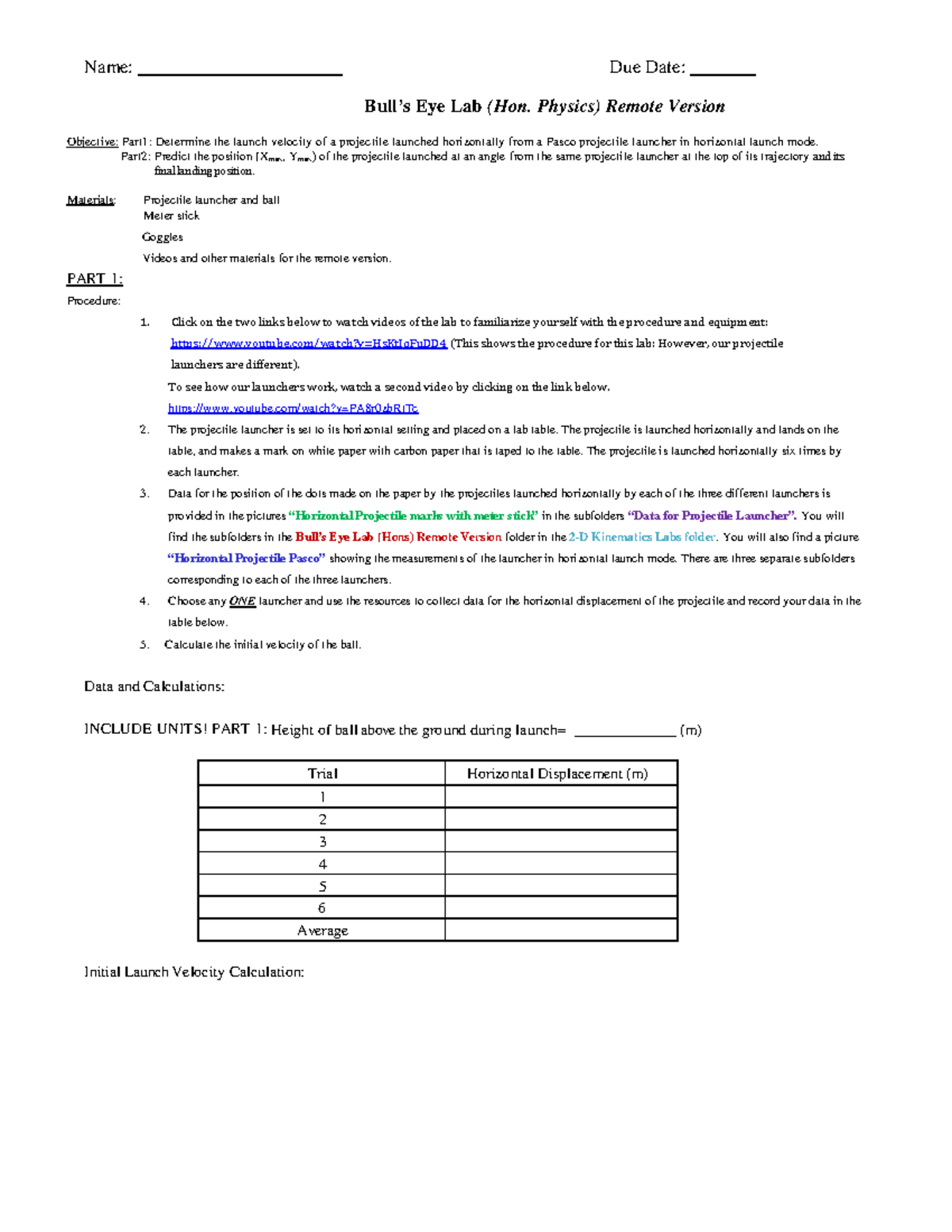 Bulls Eye Lab hons Remote Version - Bull’s Eye Lab (Hon. Physics ...