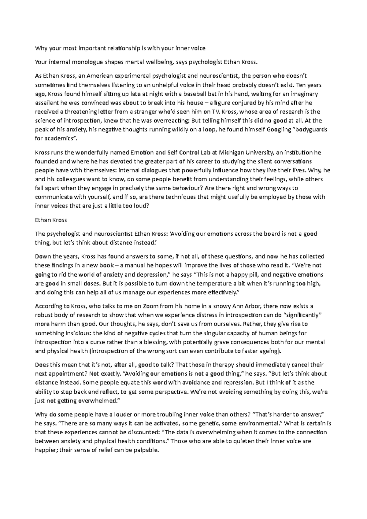 Inner voice - portfolio inglese testo - Why your most important ...