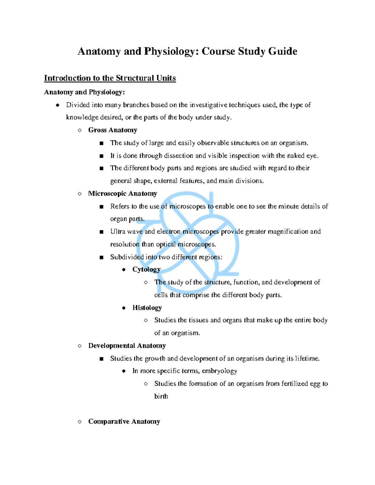 Anatomy-Physiology - Anatomy and Physiology: Course Study Guide ...
