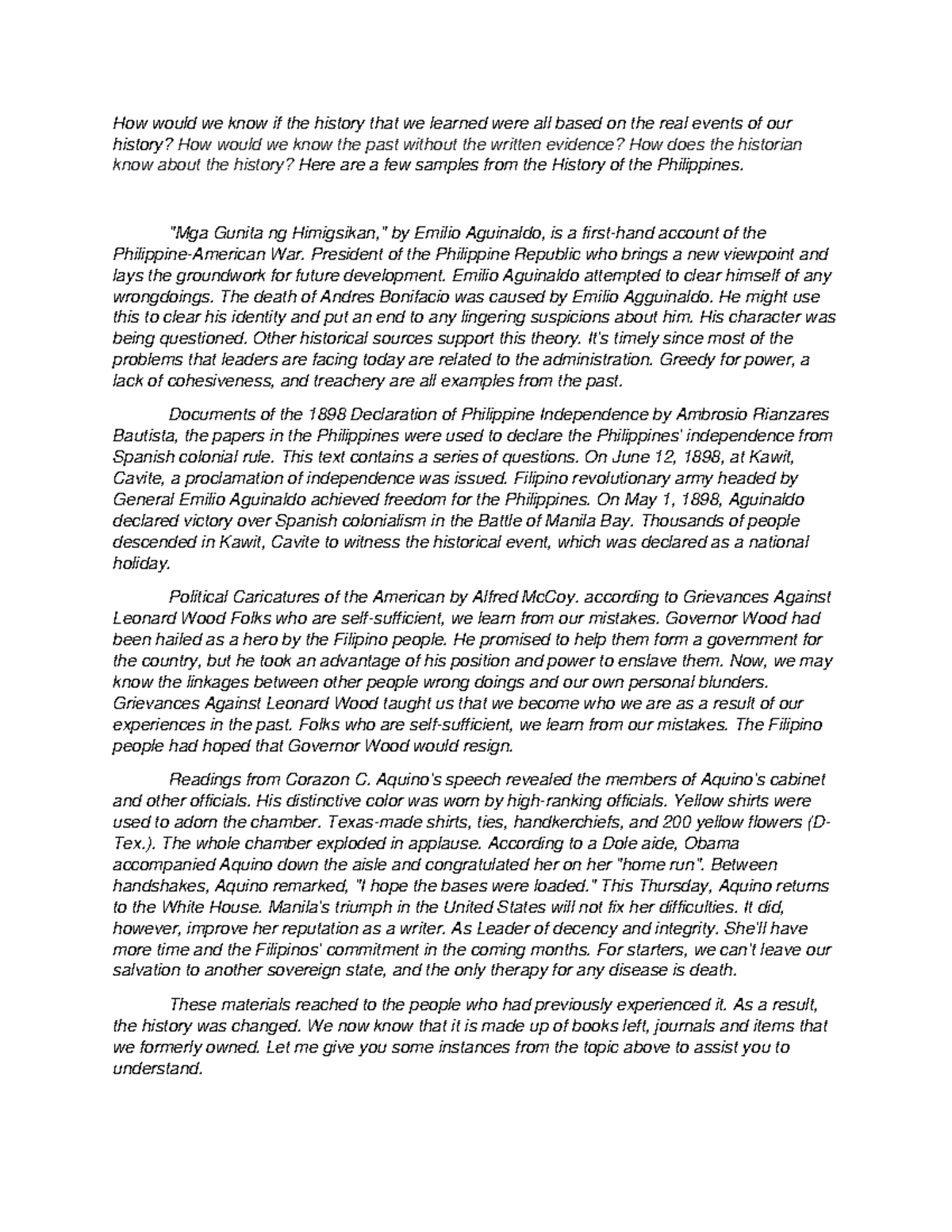 Module EXAM BUILDIN - How would we know if the history that we learned ...