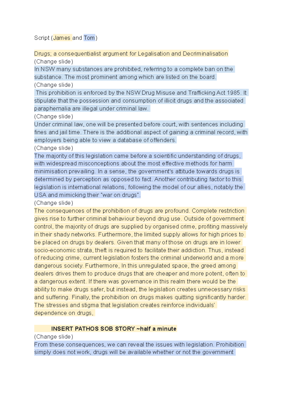 Script PEAT2 - beep boop - Script (James and Tom) Drugs; a ...