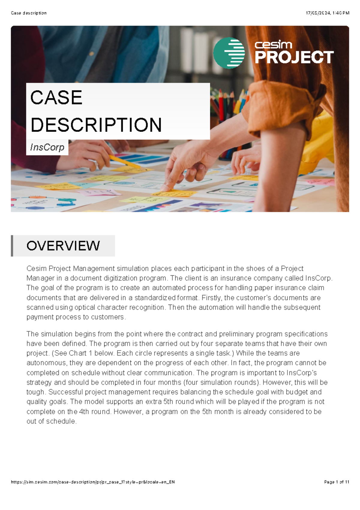 Case description Project Management - CASE DESCRIPTION InsCorp Cesim ...