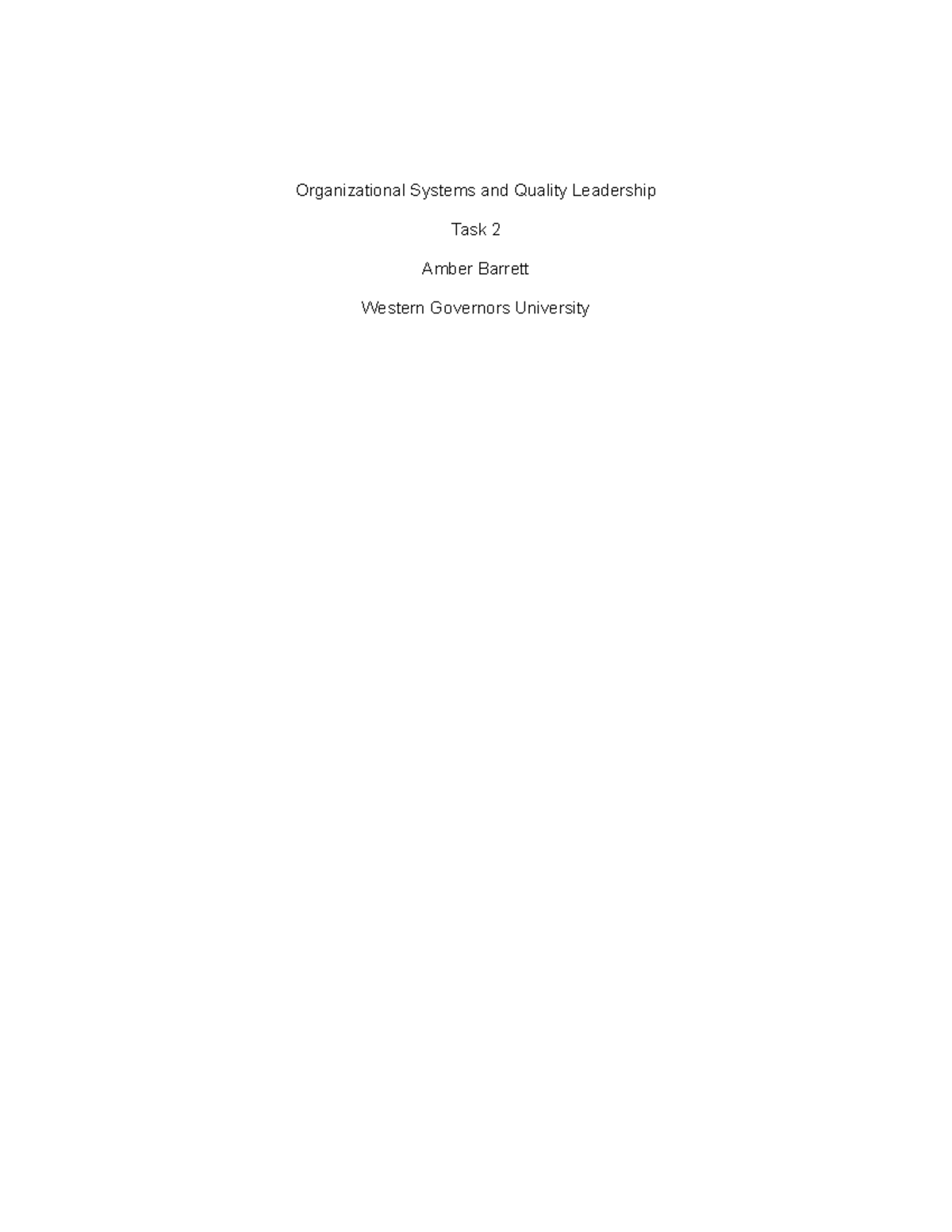 Task Two FEMA table - Organizational Systems and Quality Leadership ...