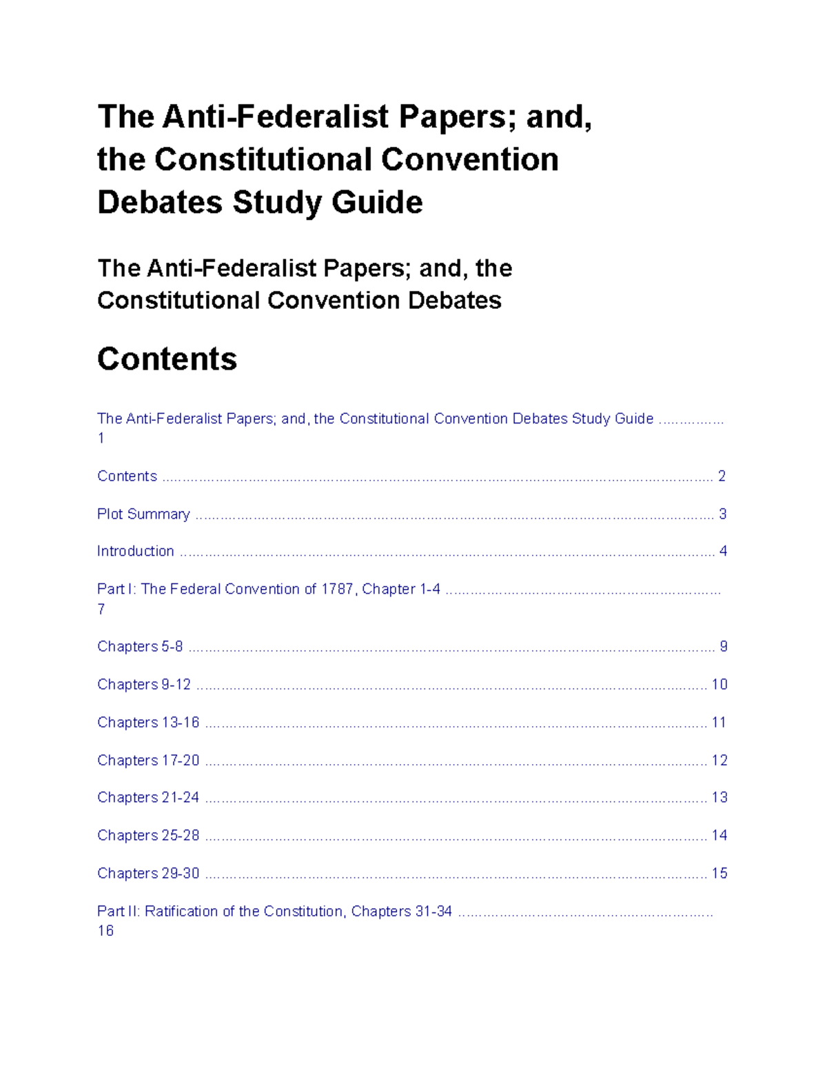 The anti federalist papers studyguide - The Anti-Federalist Papers; and ...