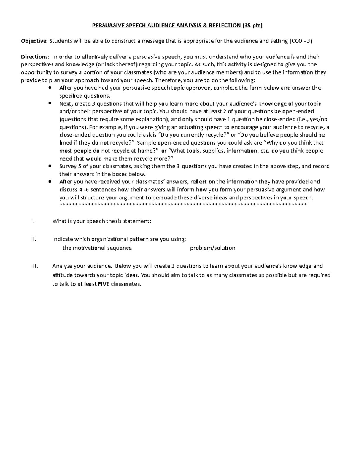 New CGA2 Greats - Persuasive Speech Audience Analysis - PERSUASIVE ...
