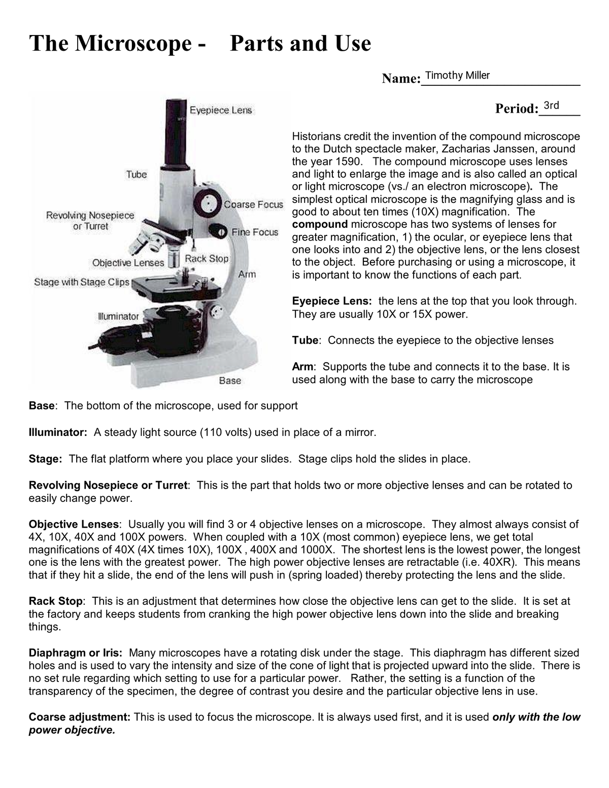 The Microscope, How to Use It - MATH 490 - Studocu