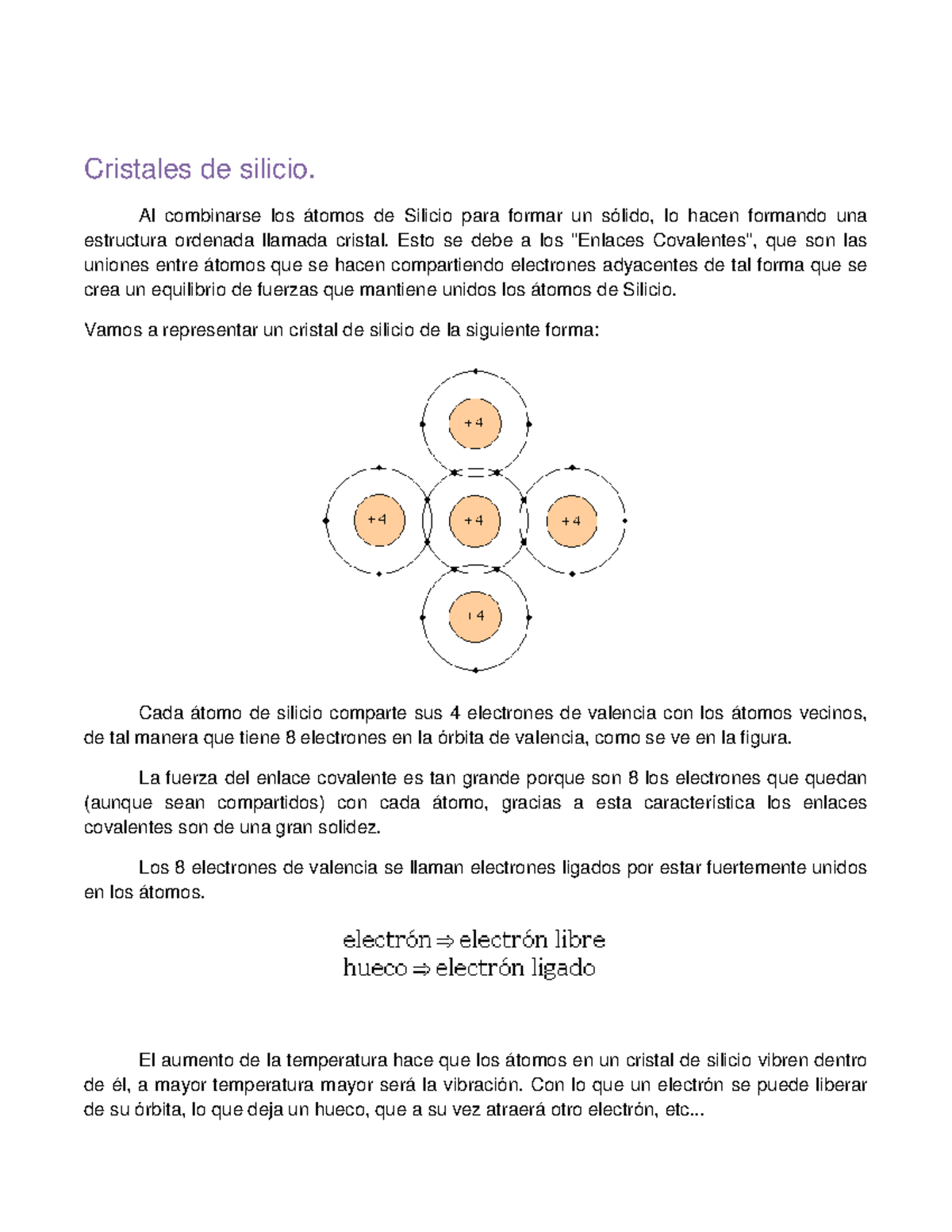 Fisica de semiconductores - Cristales de silicio. Al combinarse los ...