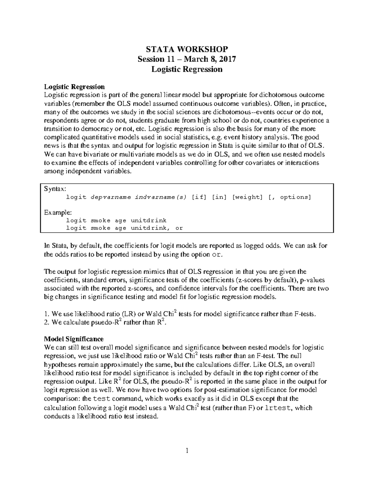 25 s11 logit - asf - STATA WORKSHOP Session 11 – March 8, 2017 Logistic ...
