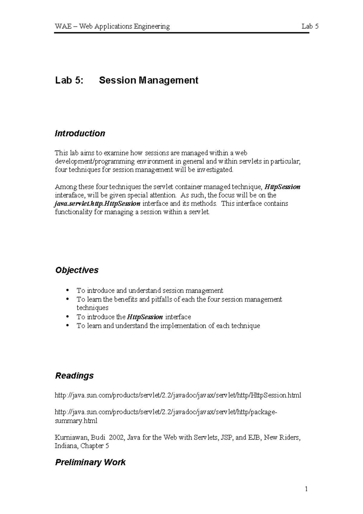 Practical - lab 5 - Lab 5: Session Management Introduction This lab ...