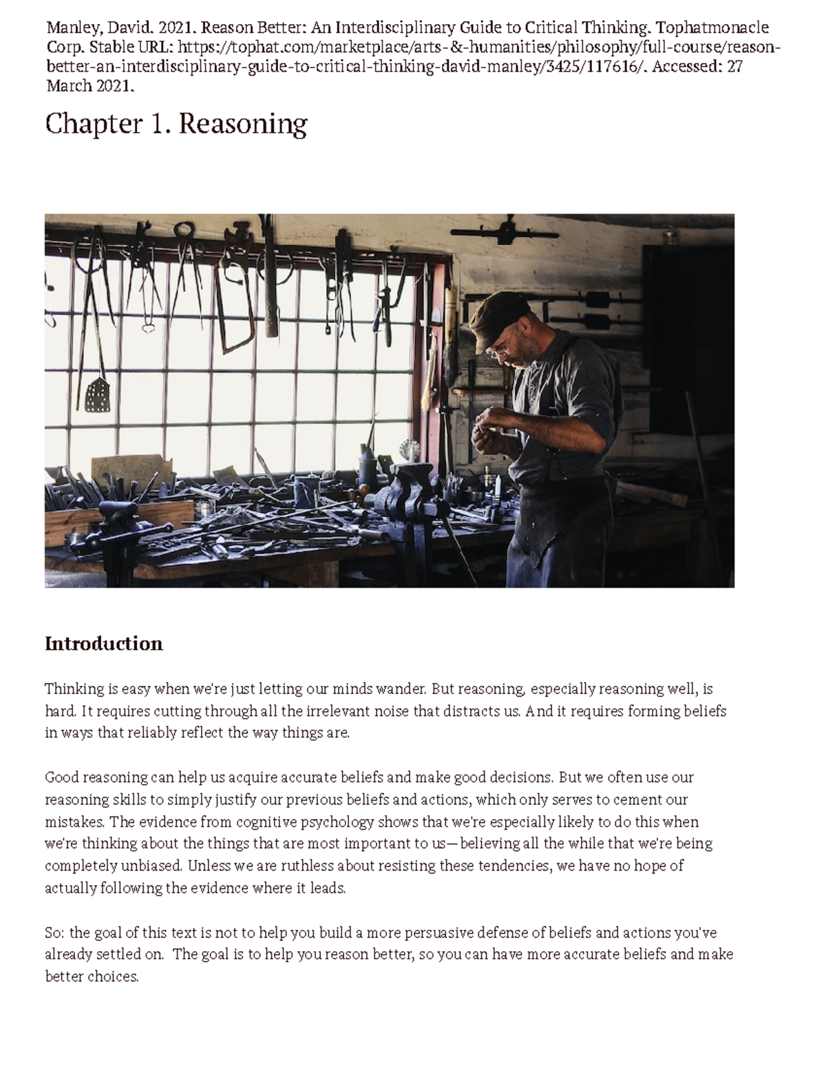 Manley Ch.1 Part 1 - critical thinking - professor ryan - Chapter 1 ...