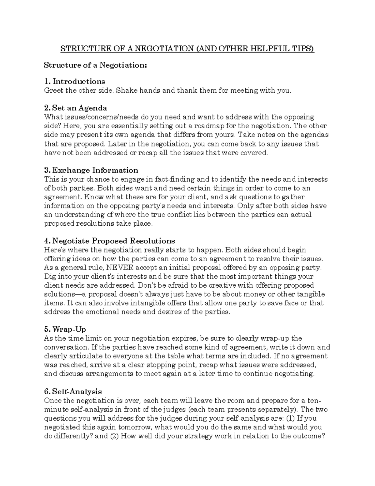 Structure OF A Negotiation - Negotiation Strategies - STRUCTURE OF A ...
