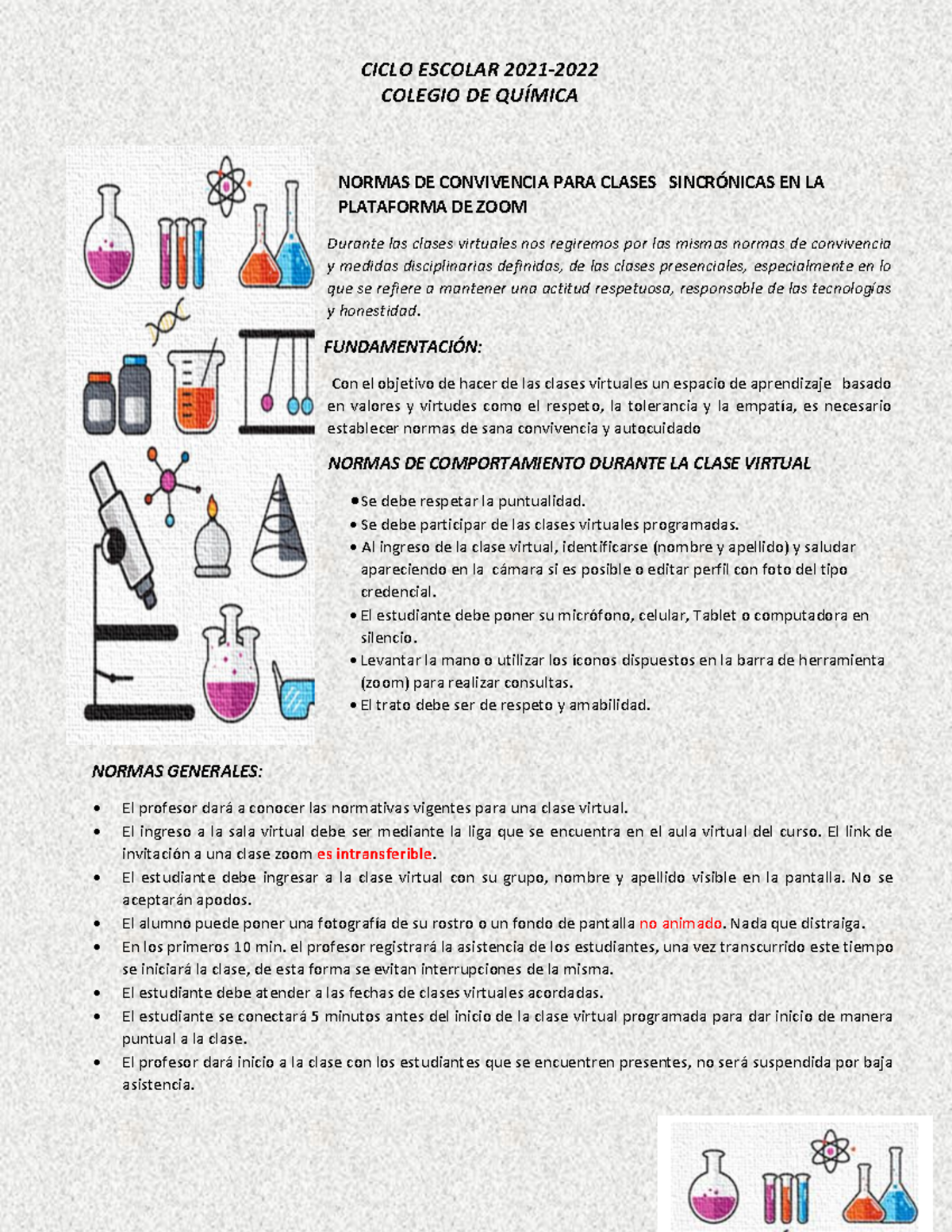 Normas DE Convivencia PARA Clases Virtuales 2021 - CICLO ESCOLAR 2021 ...