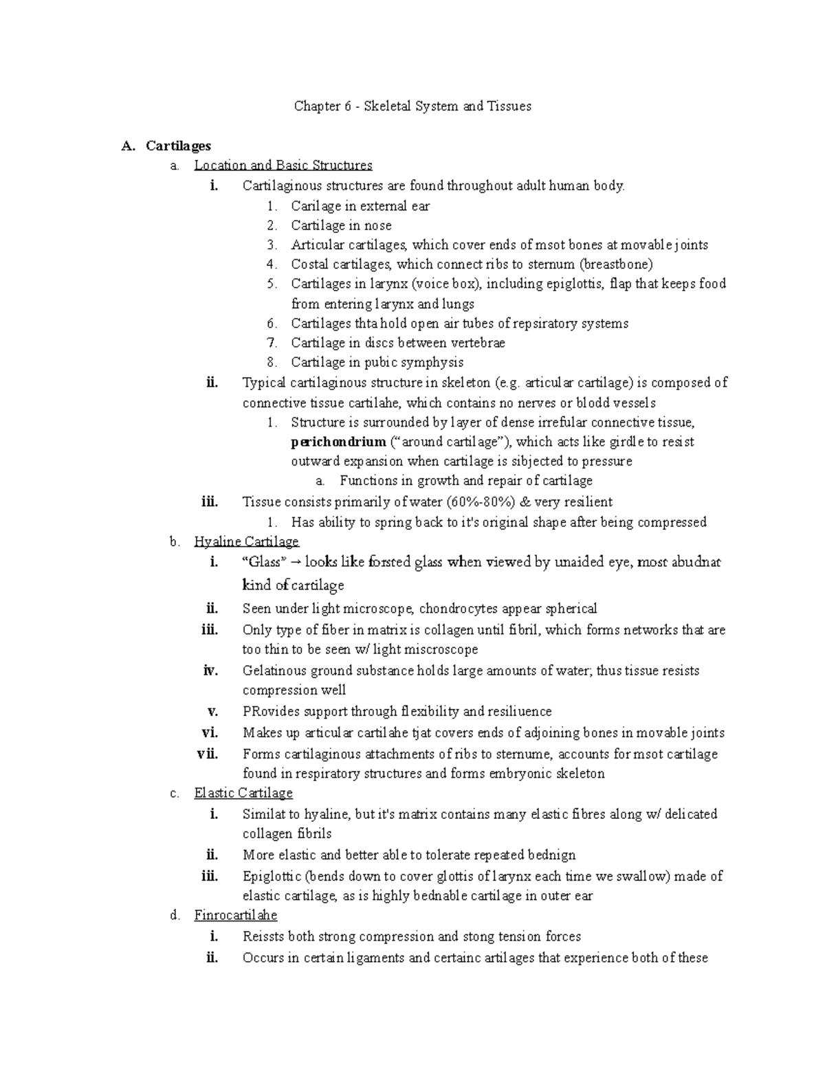 Chapter 6 - Skeletal System and Tissues - Chapter 6 - Skeletal System ...