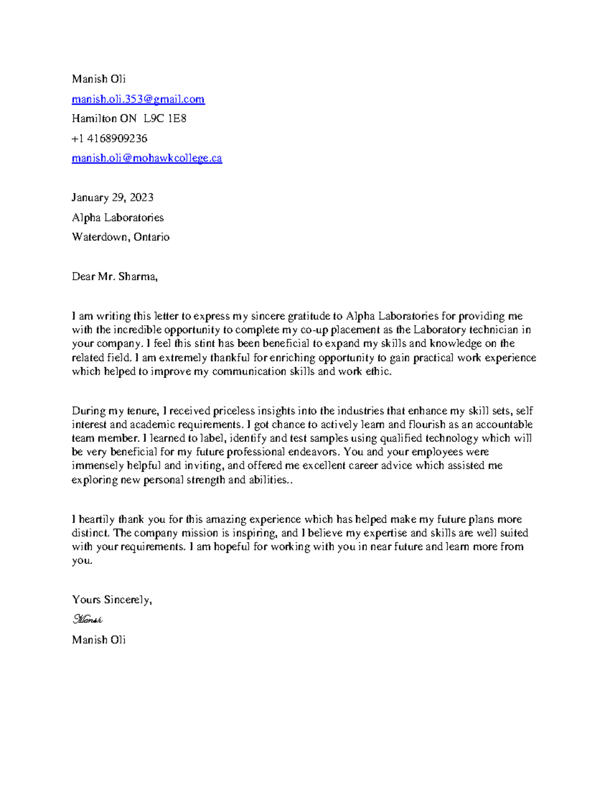 Thank you letter of manish Oli(000903245) - Manish Oli manish.oli@gmail ...