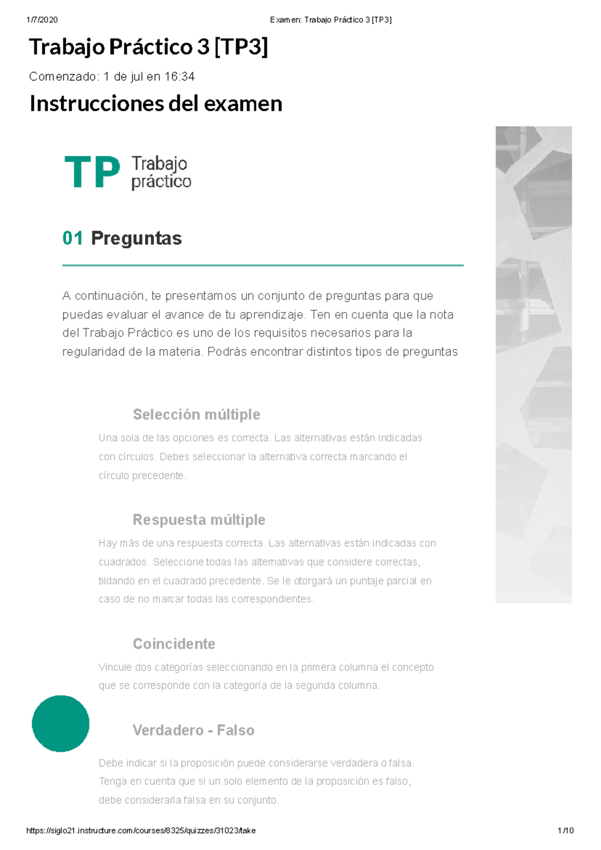 T.p.3. derecho ambiental 90% - Trabajo Práctico 3 [TP3] Comenzado: 1 de jul en 16: Instrucciones ...