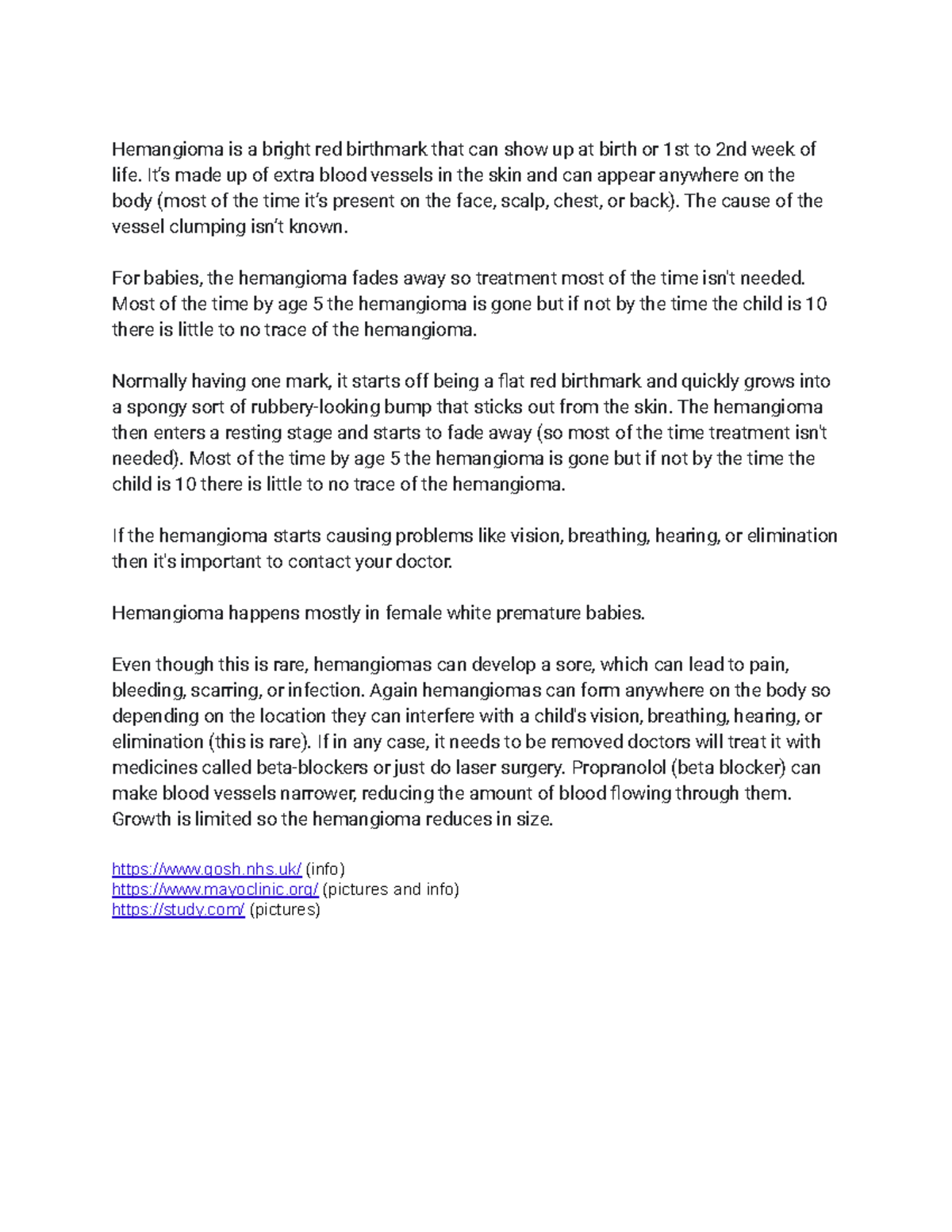 Hemangioma - Assignments from 2021-2023 - Hemangioma is a bright red ...