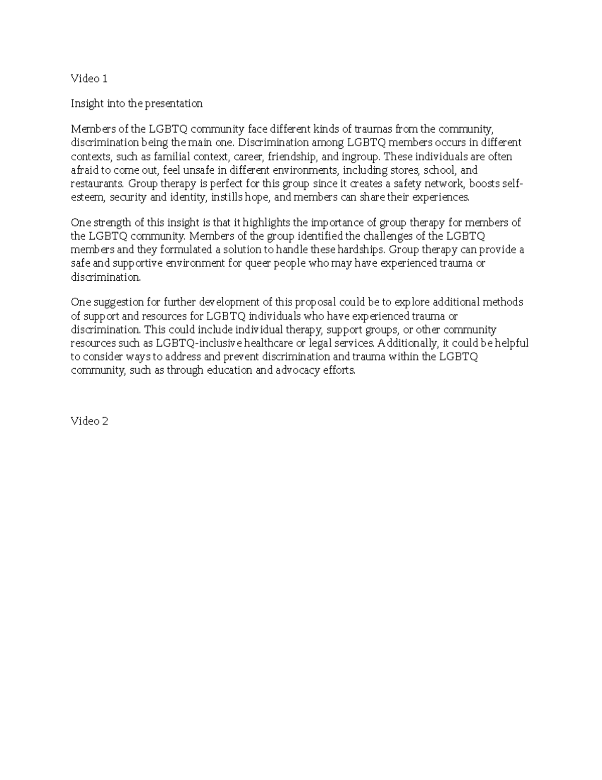 business management - Video 1 Insight into the presentation Members of ...