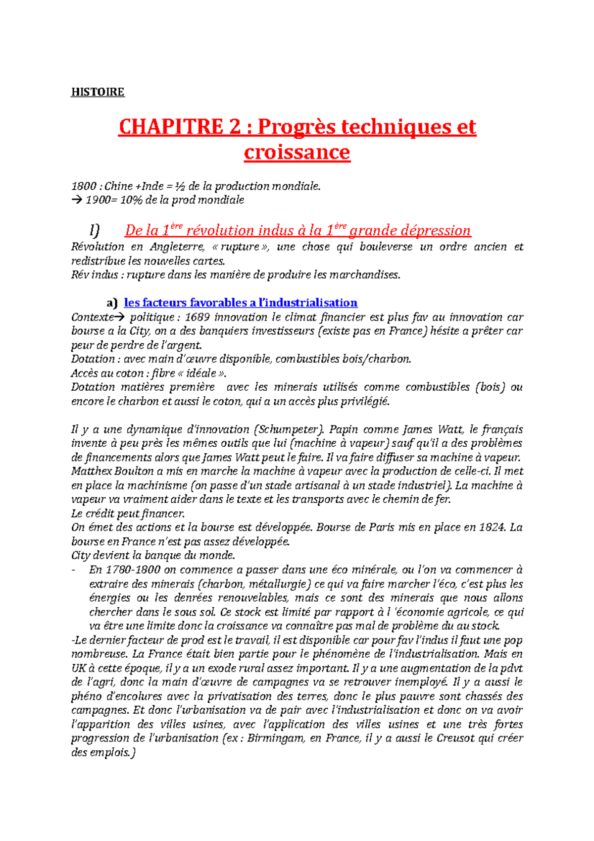 Histoire Chapitre 2 - Notes de cours 1,2,3,4 - HISTOIRE CHAPITRE 2 ...