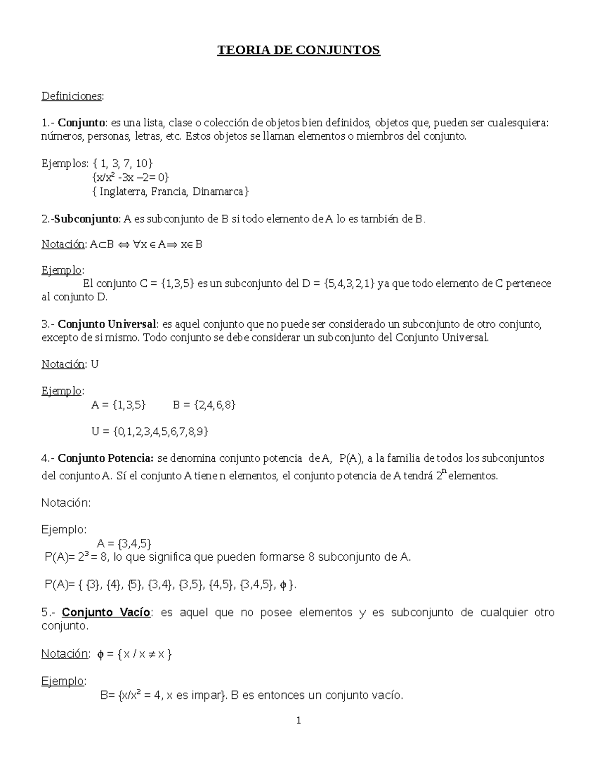 Conjuntos-1 - Apuntes Teoria De Conjuntos, Algebra y Logica - TEORIA DE ...