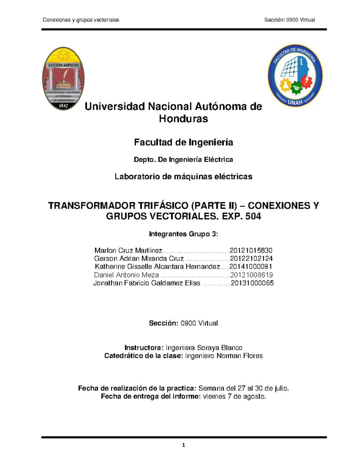 Practica de laboratorio Conexiones trifasicas - Warning: TT: undefined function: 32 Warning: TT ...