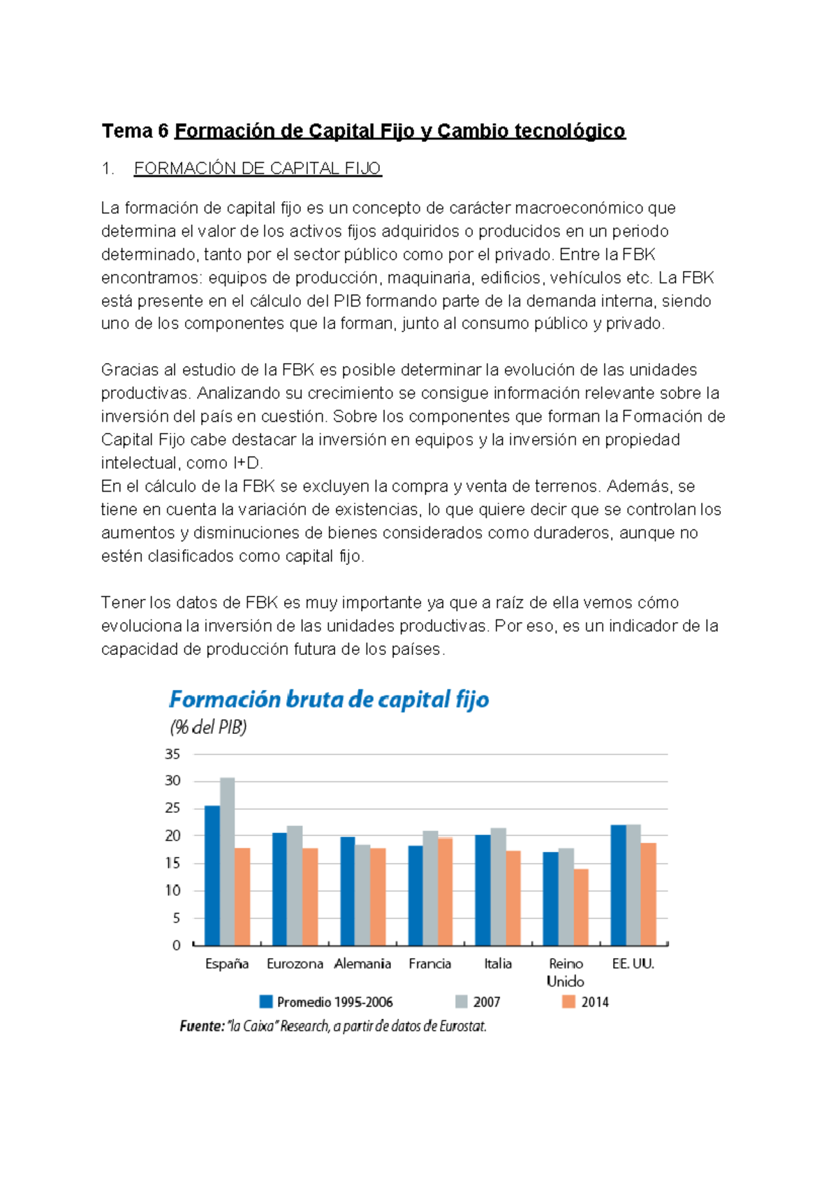 TEMA 6 (I). Formación de Capital Fijo y Cambio tecnológico - Tema 6 Formación de Capital Fijo y ...