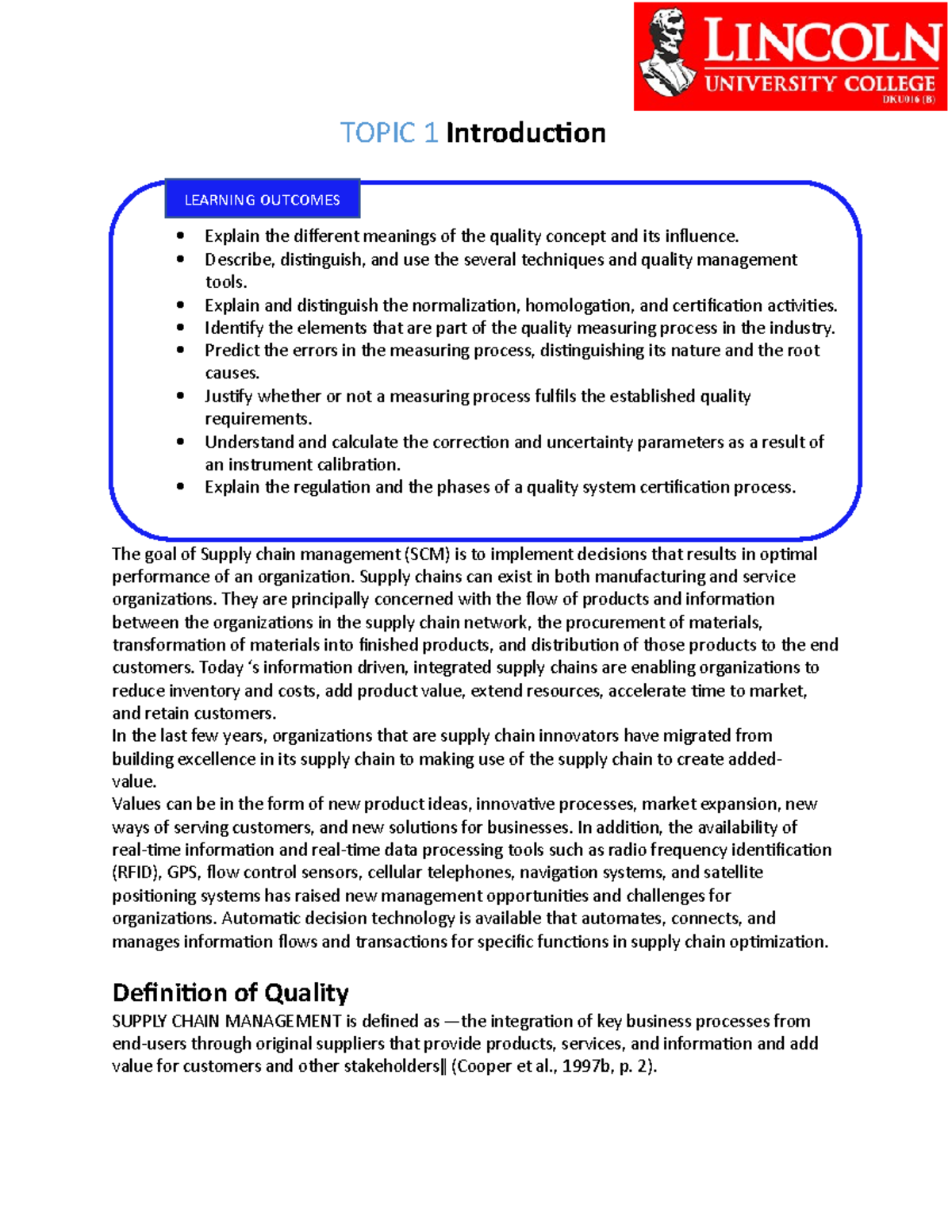 Topic 1 Introduction - TOPIC 1 Introduction Explain the different ...