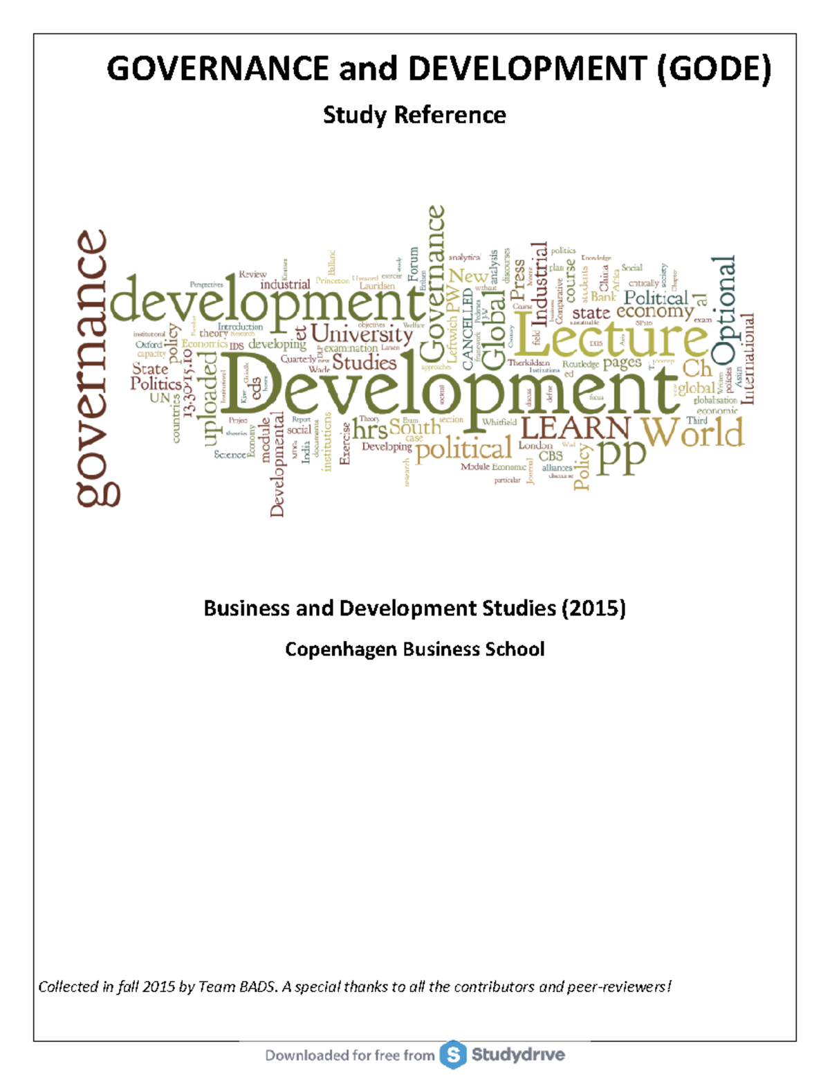 ALL IN ONE - Summary Governance and Development - GOVERNANCE and ...