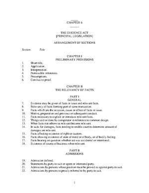 Manual Evidence law - Lecture notes 1-30 - LECTURE 1 EVIDENCE ...