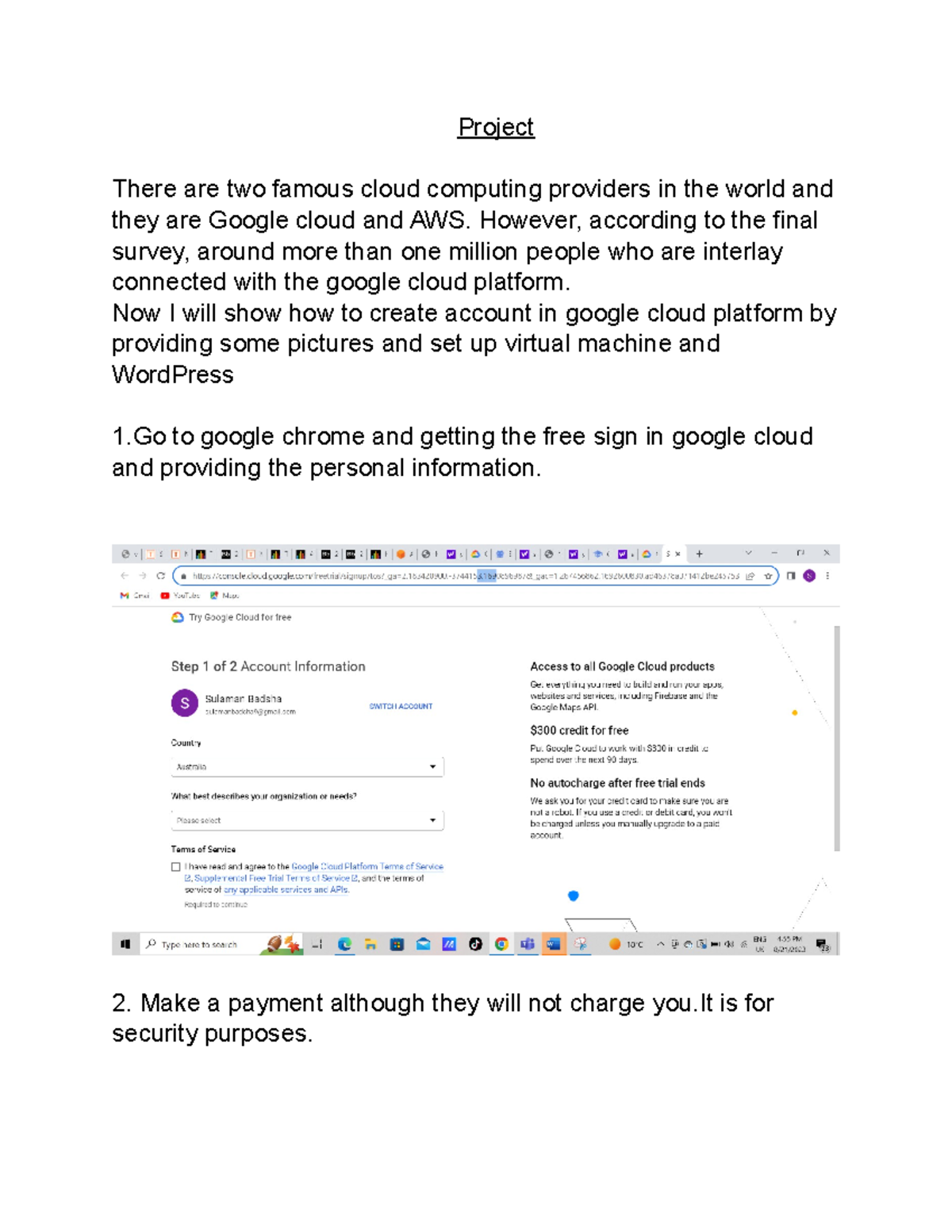 Assessment 2 workbook report - Project There are two famous cloud computing providers in the ...