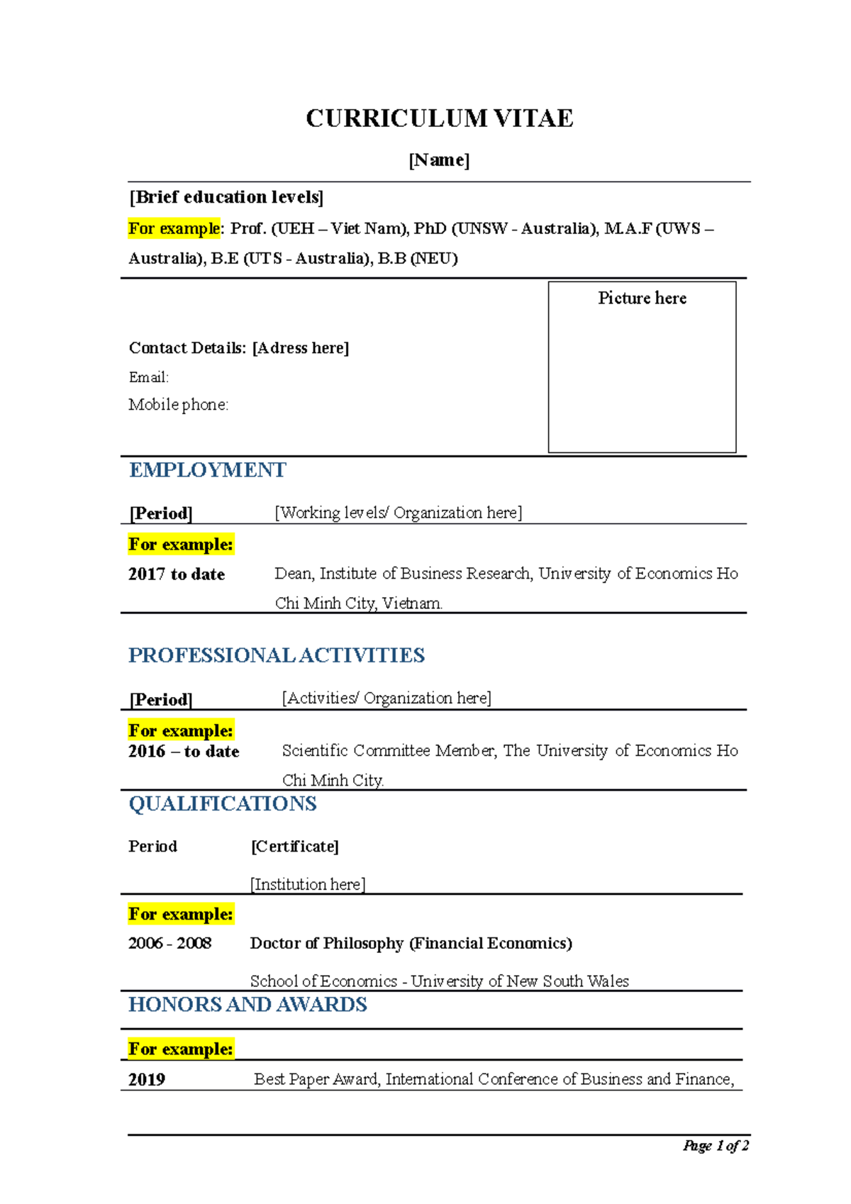 MAU CV - additional information as possible, such as the name of the ...