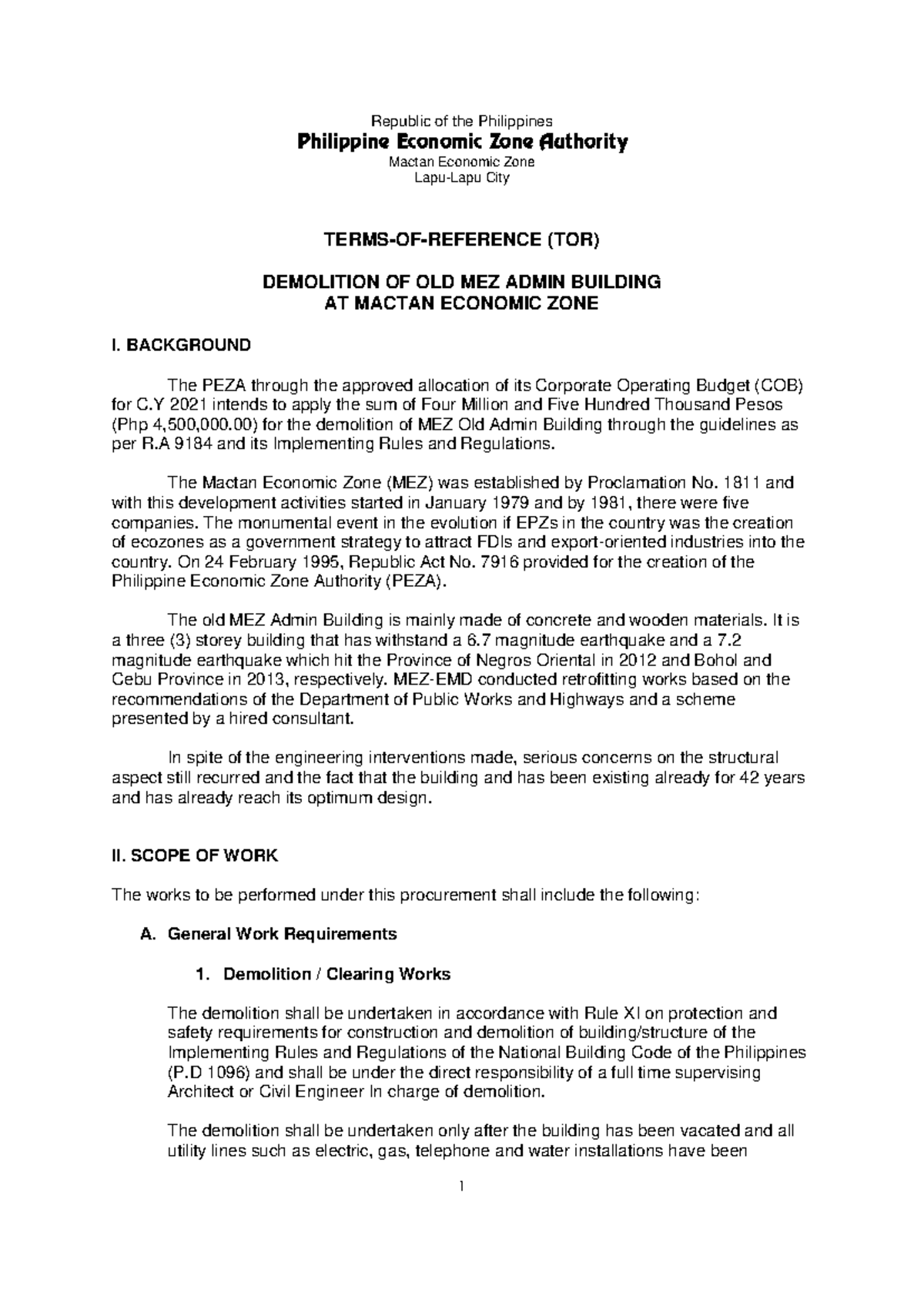 Tordemolition 102021 sample - Republic of the Philippines Philippine ...