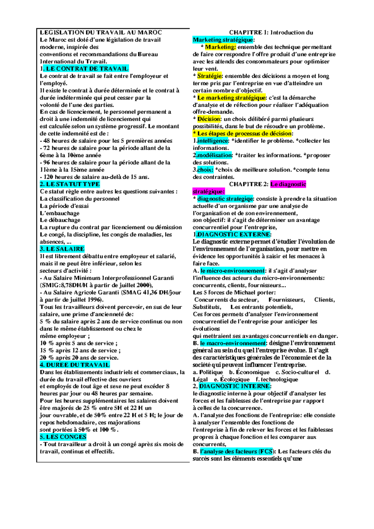 Rèsumer marketing - LEGISLATION DU TRAVAIL AU MAROC Le Maroc est doté d'une législation de ...