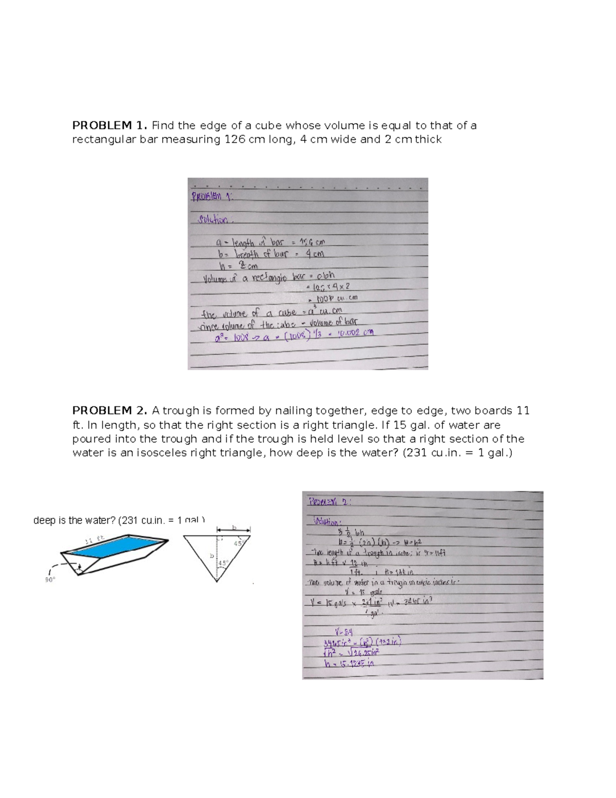 Deleon Probset- Solid- Geometry - PROBLEM 1. Find the edge of a cube ...