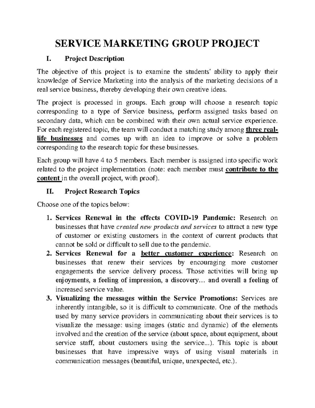 Service- Marketing- Group- Assignment - SERVICE MARKETING GROUP PROJECT ...