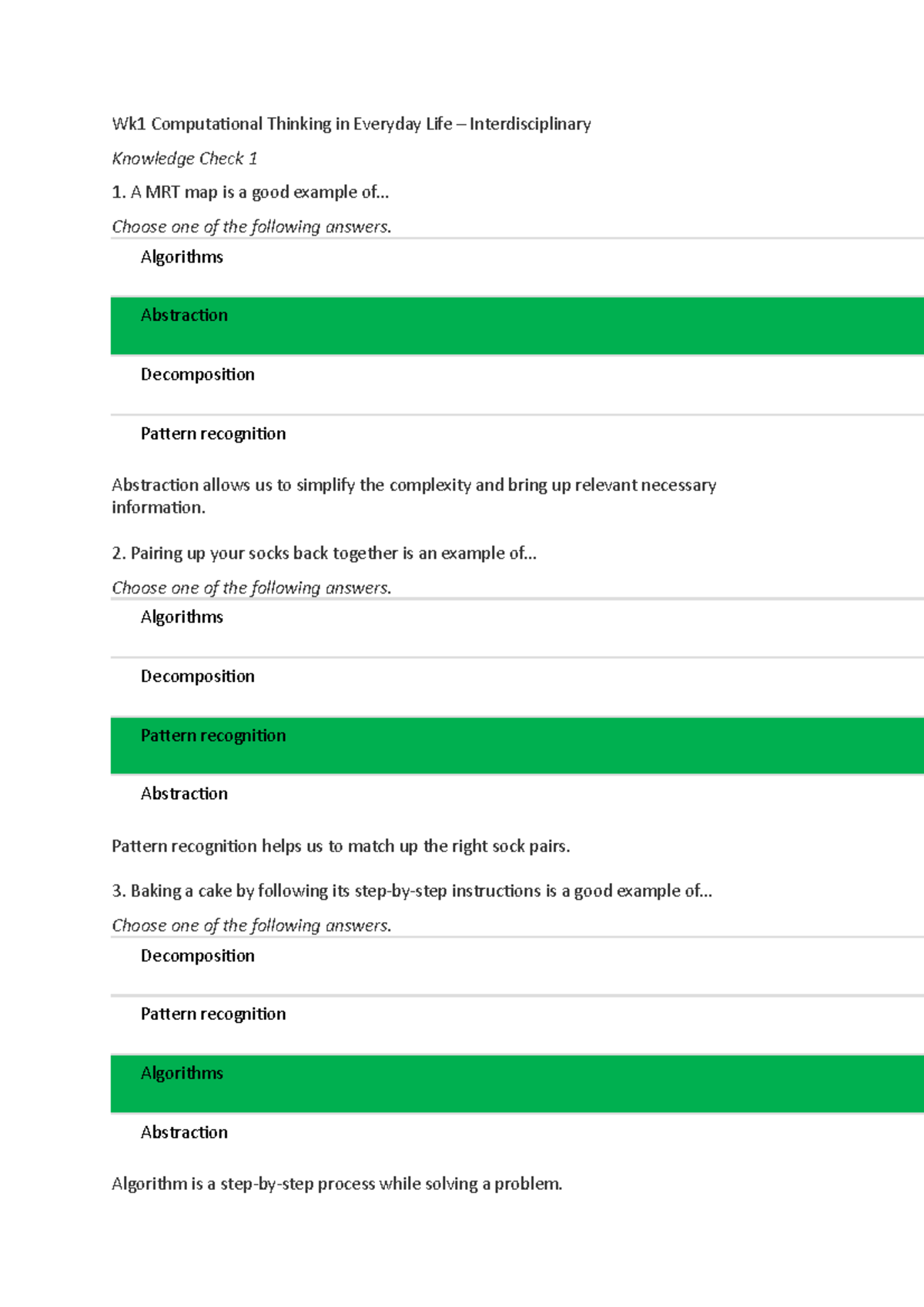 Wk1 Computational Thinking in Everyday Life - Interdisciplinary LAMs Answers - Wk1 Computational ...