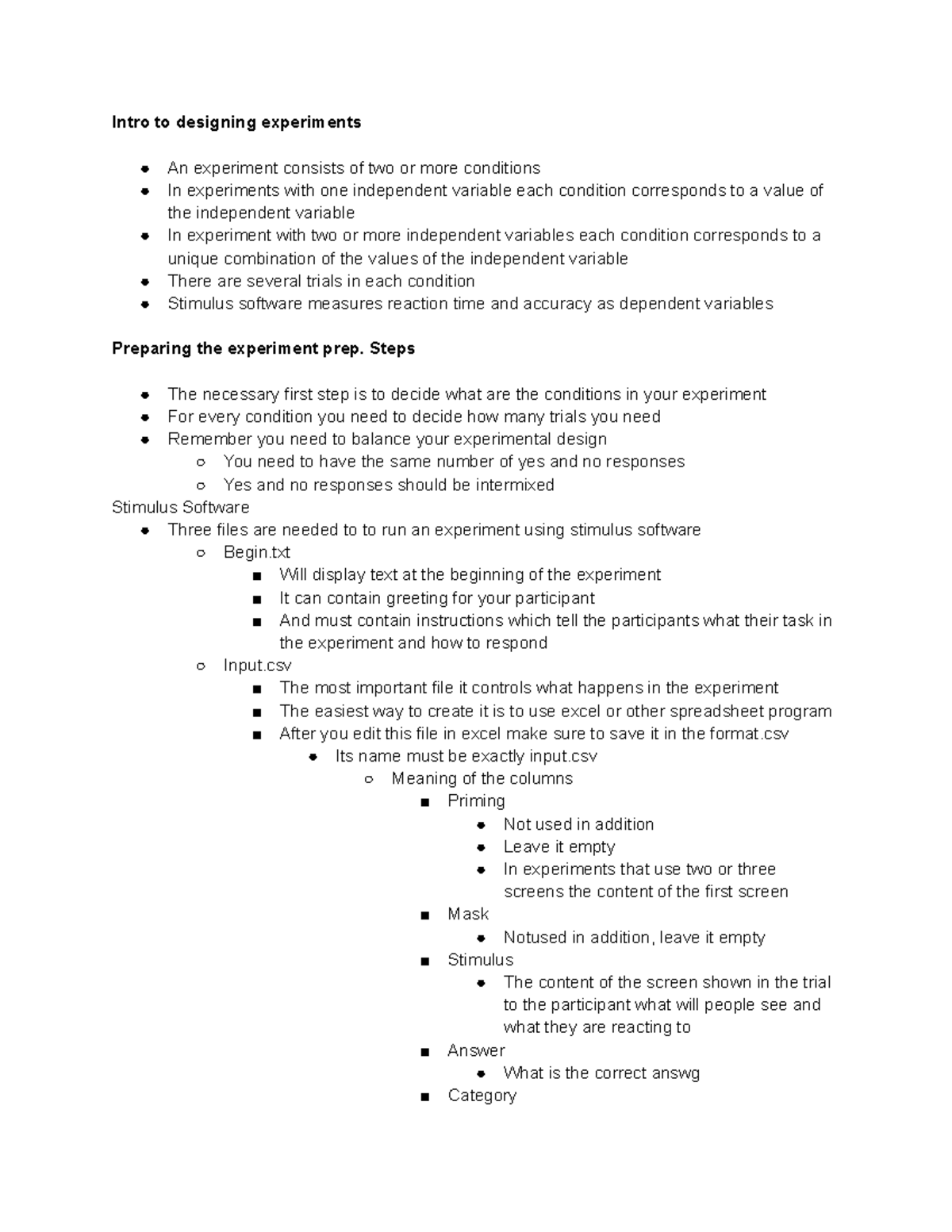 Cognition Lab 2 10 23 Lecture Notes From This Week This Week We Went Over New Material And We