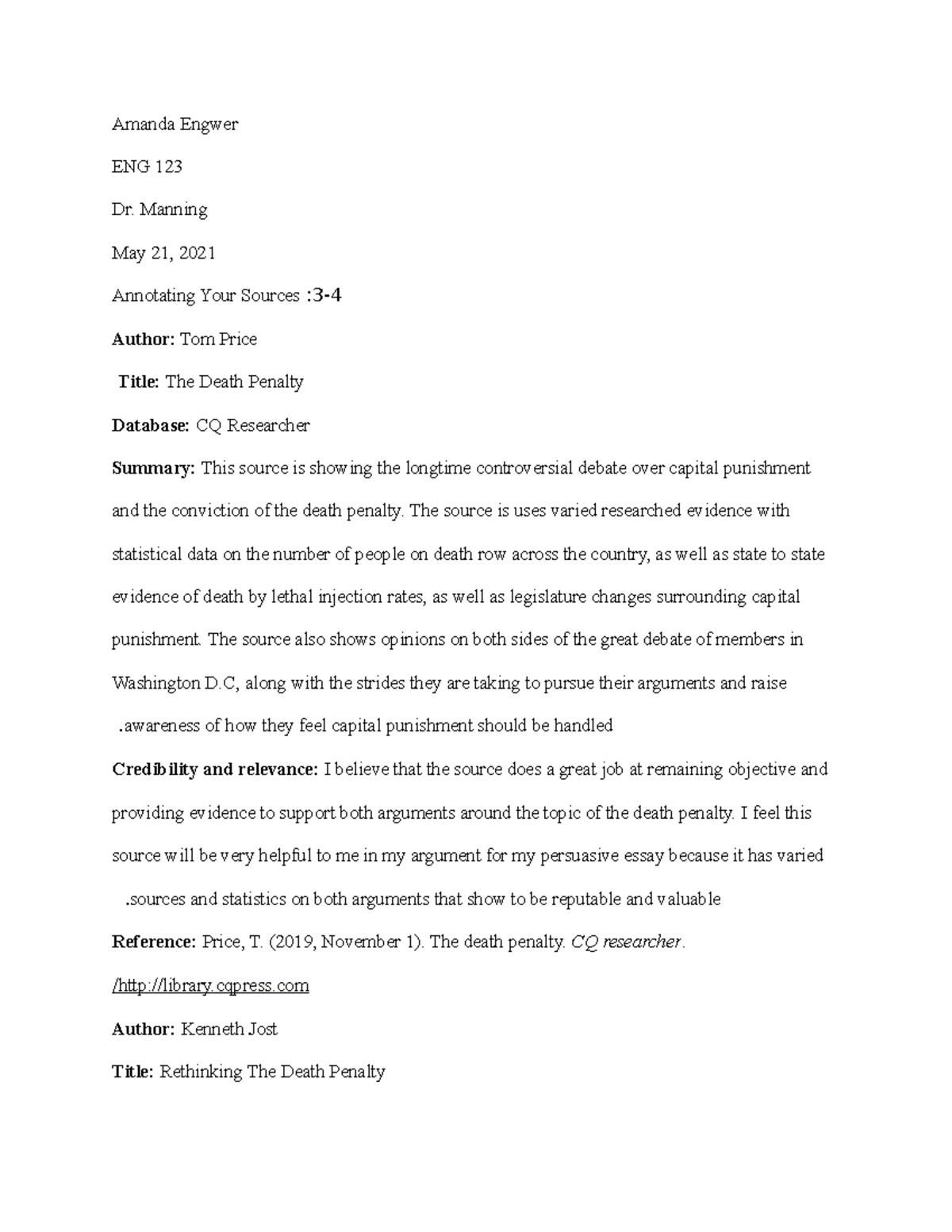 ENG 123 3-4 Annotating Your Sources WORD - Amanda Engwer ENG 123 Dr ...