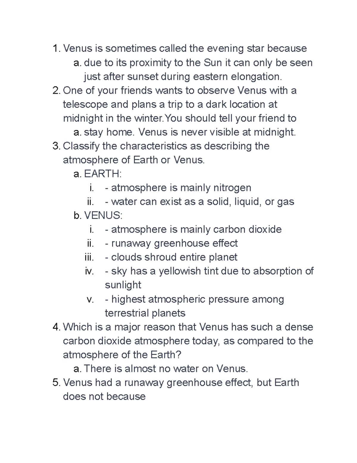 Homework 6 Venus and Mars - Venus is sometimes called the evening star ...