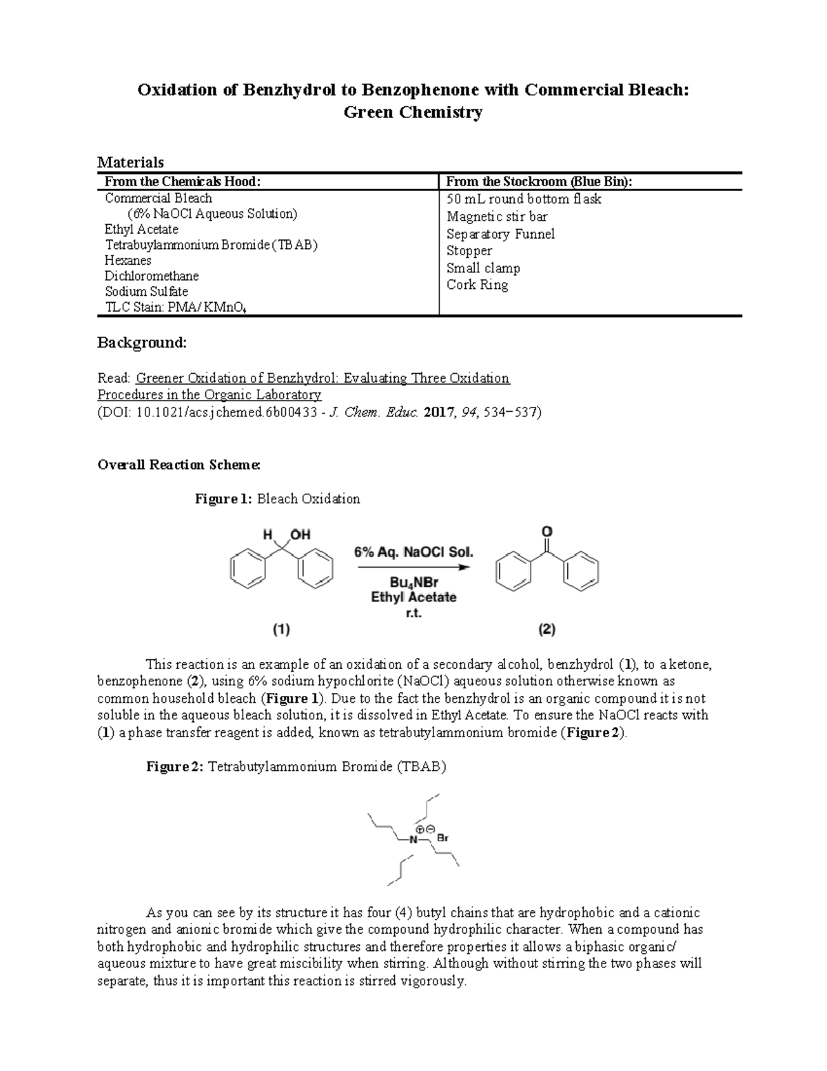 2280+Oxidation+of+Benzhydrol - Oxidation of Benzhydrol to Benzophenone ...