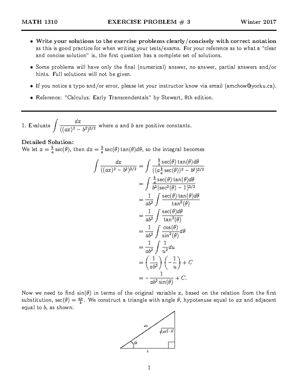 W2017 MATH1310 Exercise Problem 3 - MATH 1310 EXERCISE PROBLEM # 3 ...