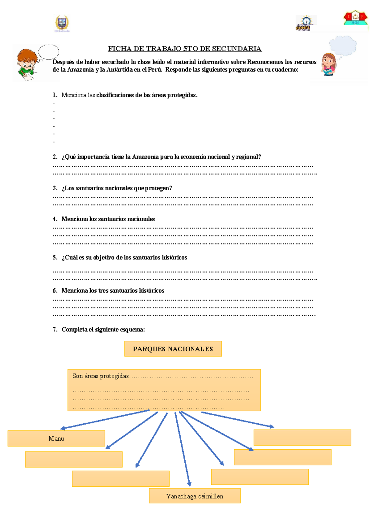 Ficha DE Trabajo 5TO DE Secundaria - FICHA DE TRABAJO 5TO DE SECUNDARIA ...