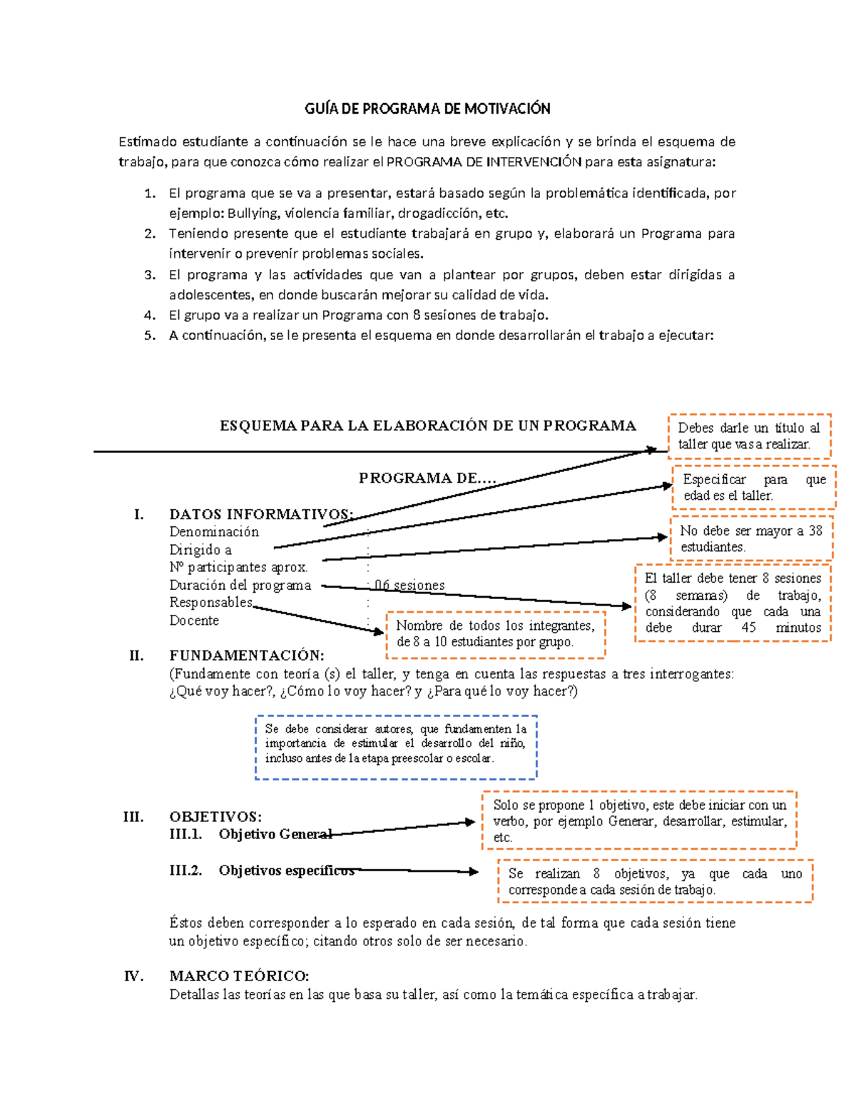 GUÍA DE Programa - Nada - GUÍA DE PROGRAMA DE MOTIVACIÓN Estimado ...