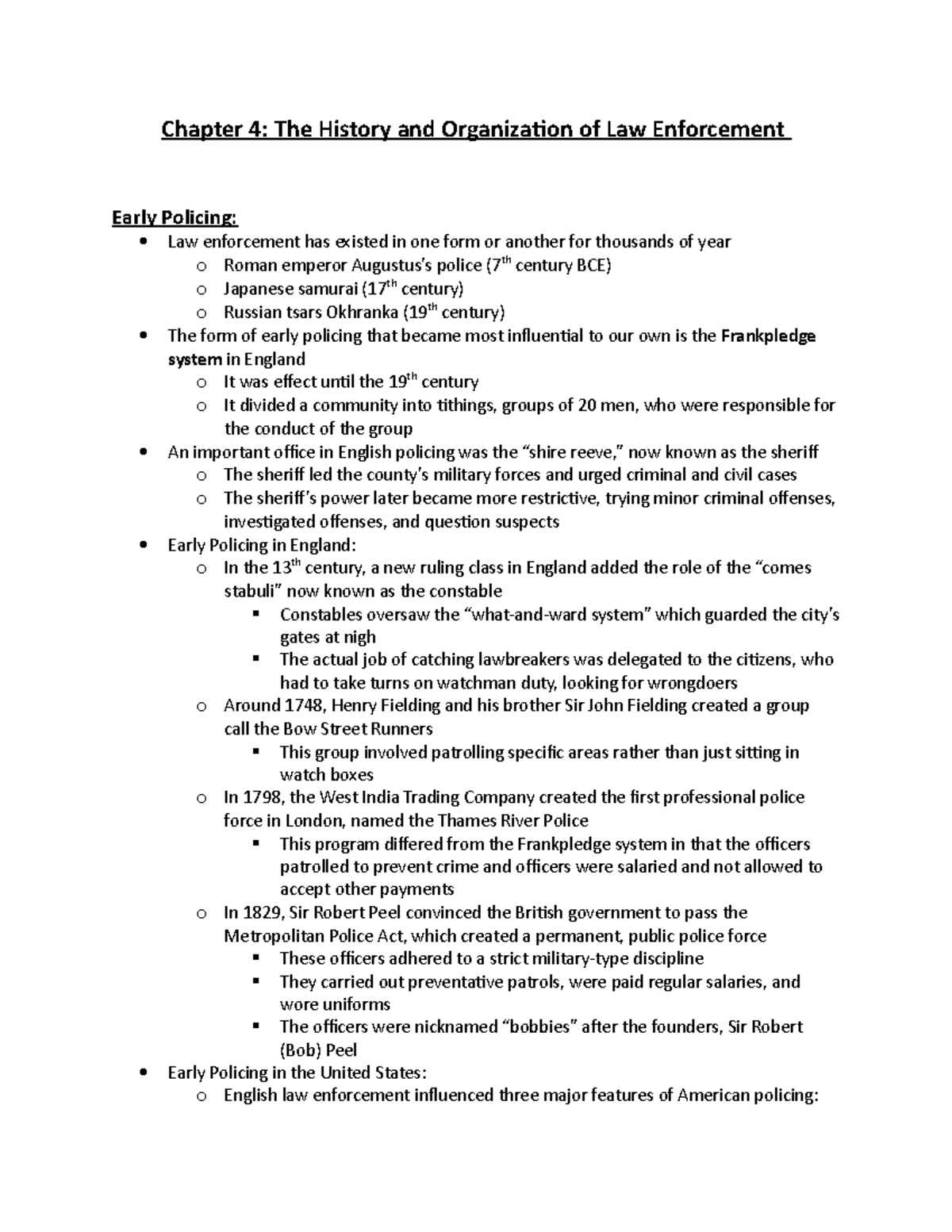 Chapter 4 - The History and Organization of Law Enforcement ...