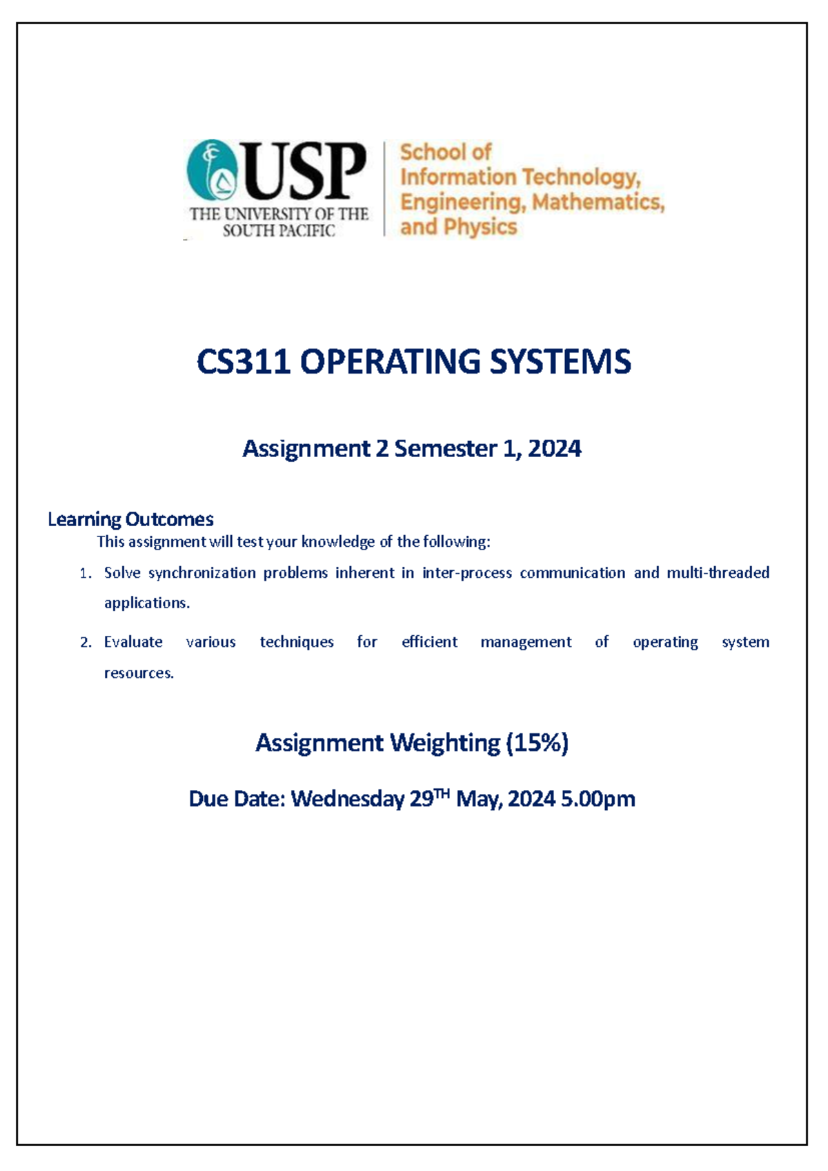 CS311 Assignment 2 Specification Document - Assignment 2 Semester 1 ...