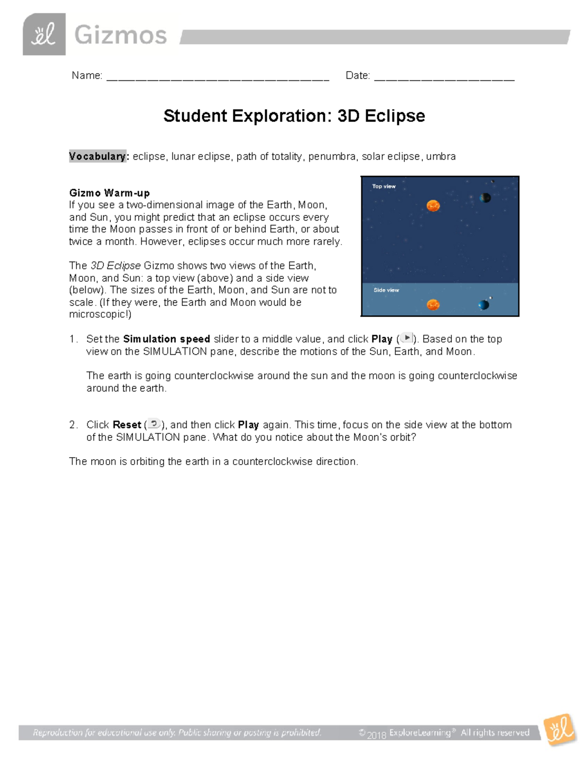 Gizmo Solar Eclipse - Physics 1 - 2018 Name ...