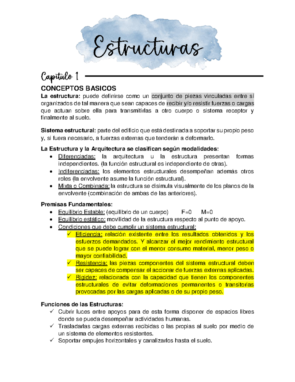 Estructuras - Resumen - CONCEPTOS BASICOS La estructura: puede ...