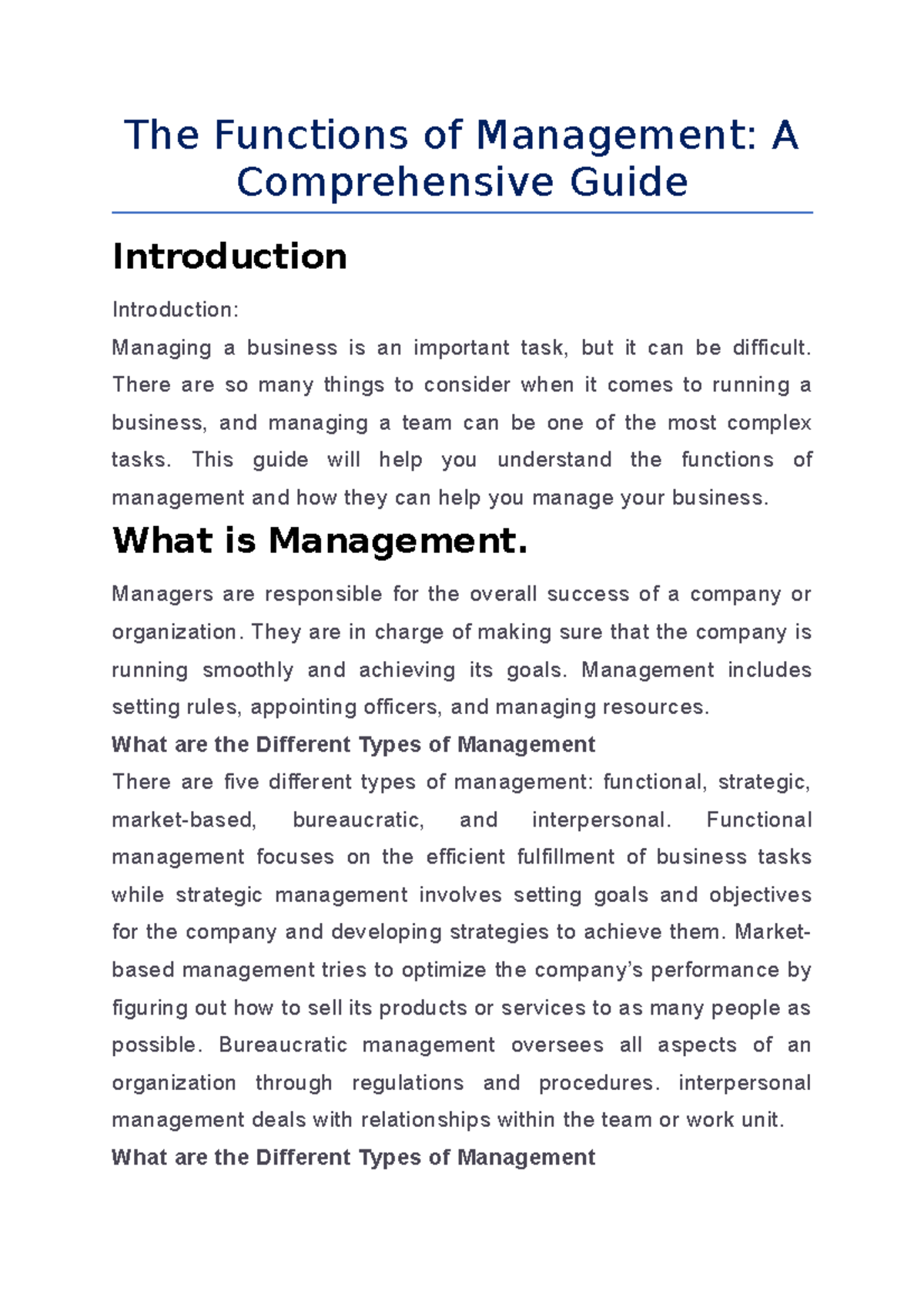 The Functions of Management A Comprehensive Guide - The Functions of ...
