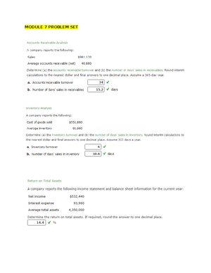 Module 6 Problem Set - ACC201 - MODULE 7 PROBLEM SET - Studocu