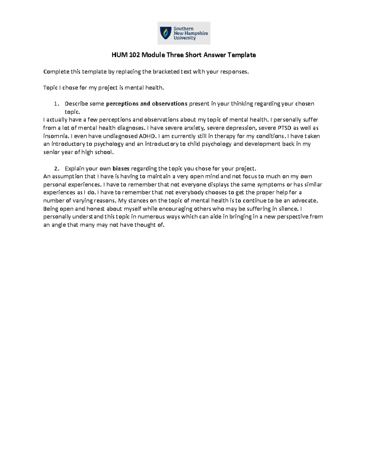 3-2 Short Answer Biases and Assumptions 50 Points - HUM 102 Module ...